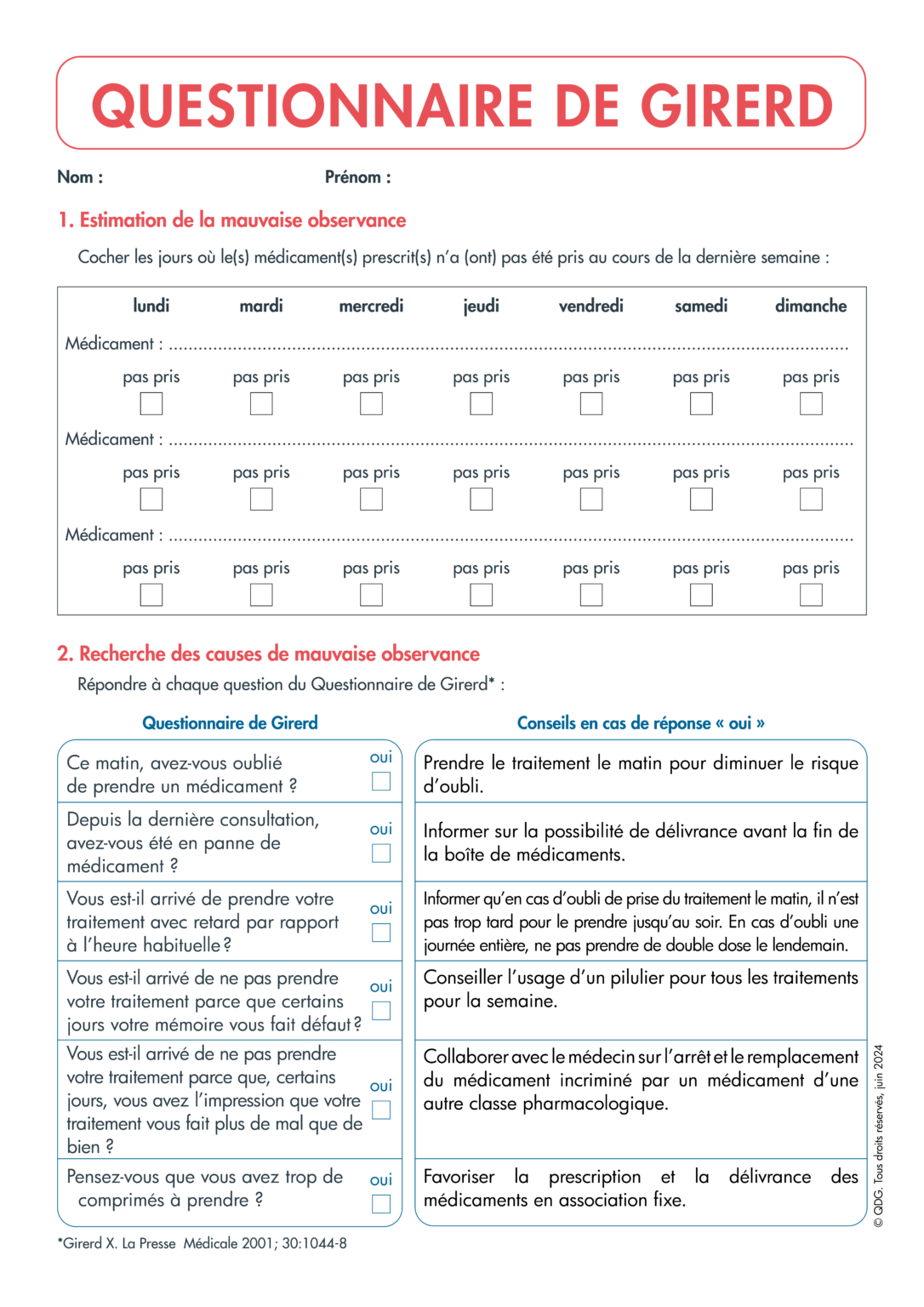 Questionnaire de Girerd