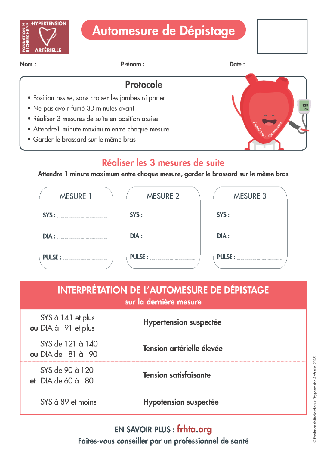 Automesure sur 3 jours